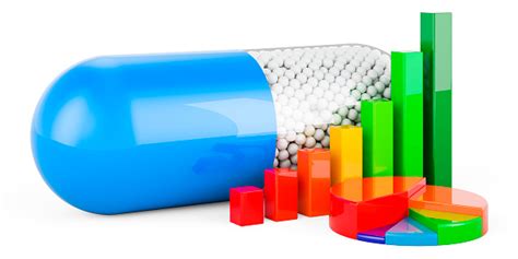 성장 막대 그래프와 파이 차트가 있는 의약품 캡슐 3d 렌더링 약국에 대한 스톡 사진 및 기타 이미지 약국 3차원 형태 개념 Istock