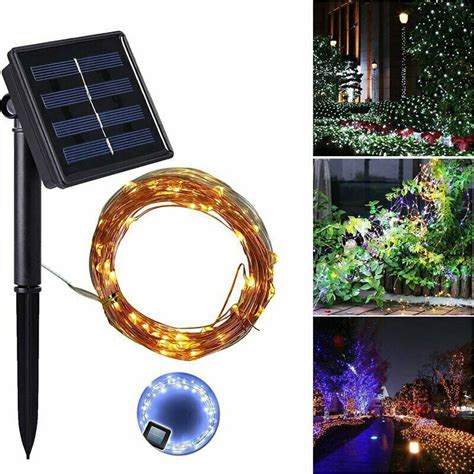 Ηλιακά Χριστουγεννιάτικα Λαμπάκια σε Σύρμα 12m Φωτάκια Led Εξωτερικού Χώρου 100 λαμπάκια με