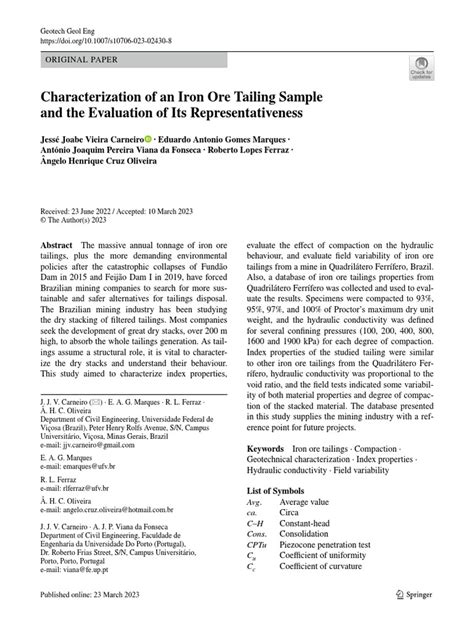 Characterization Of An Iron Ore Tailing Download Free Pdf Silt Standard Deviation