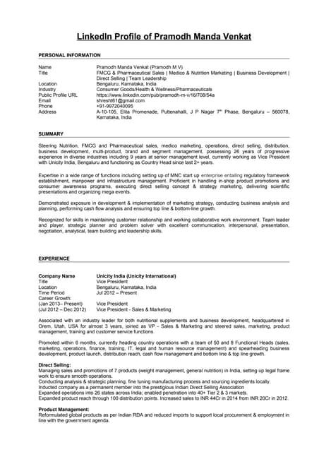 Linkedin Profile Manda Venkat Pramodh Pdf