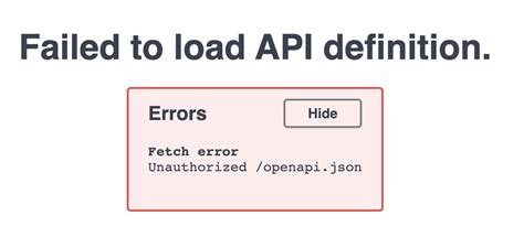 Docs Failed To Load Api Definition Fetch Error Unauthorized Openapi Json Issue
