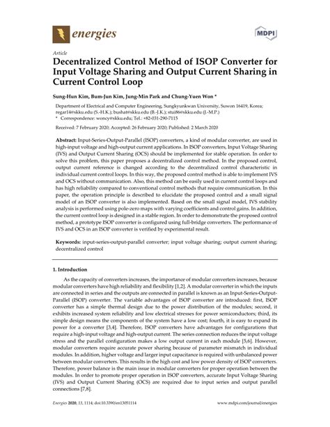 Pdf Decentralized Control Method Of Isop Converter For Input Voltage