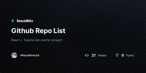 Github Repo List Stackblitz