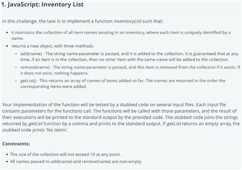 Solved 1 Javascript Inventory List In This Challenge The