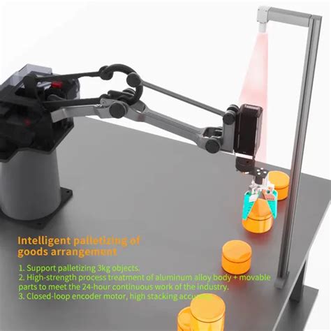 Four Axis Desktop Robotic Arm Visual Recognition Detection Sorting And Palletizing
