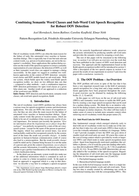 Pdf Combining Semantic Word Classes And Sub Word Unit Speech