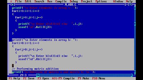C Program To Perform Matrix Addition And Subtraction Youtube