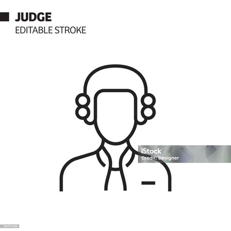 판사 선 아이콘 윤곽선 벡터 기호 그림 픽셀 완벽 편집 스트로크 0명에 대한 스톡 벡터 아트 및 기타 이미지 0명 결정