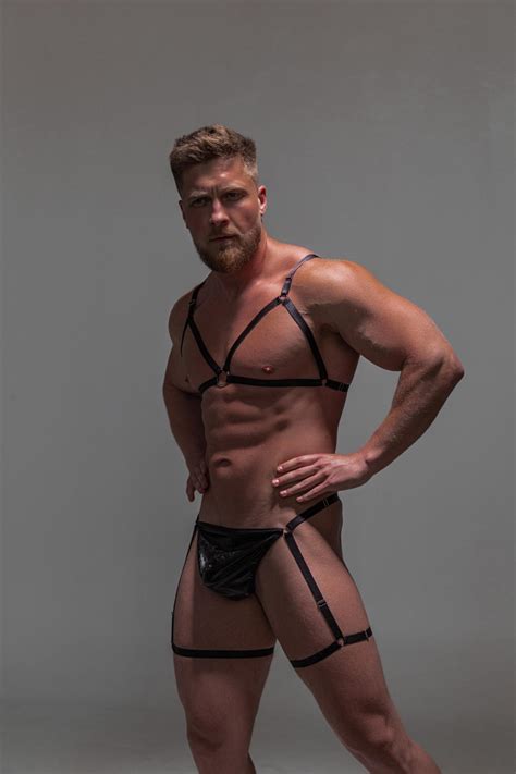Mens Chest Harness Harness Leather Jock Thong Mens Fetish Underwear Mens Lingerie Extreme