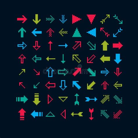 set of vector retro cursor signs made in pixel art style simplistic