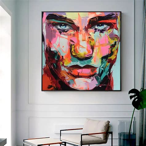 손으로 만든 손으로 그린 현대 Francoise Nielly 추상 남자 얼굴 벽 장식 유화 아트웍 캔버스 회화 아트 홈 장식그림 And 서예 Aliexpress