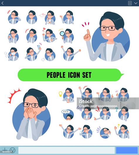 프로그래머 엔지니어 남자의 집합은 아이콘 형식으로 다양한 감정을 표현합니다 Brand Name Smart Phone에 대한 스톡 벡터 아트 및 기타 이미지 Brand