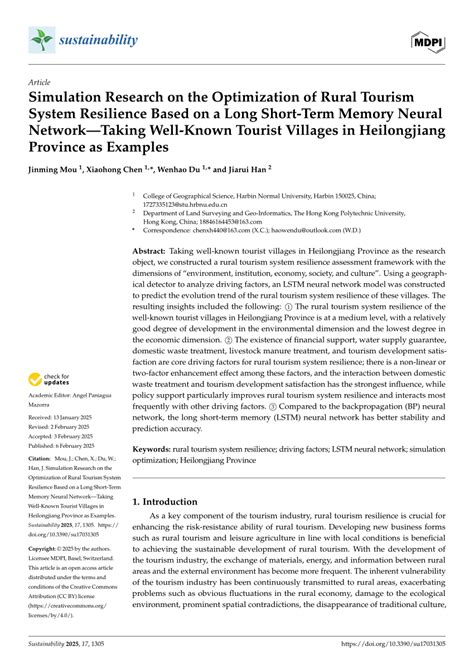 Pdf Simulation Research On The Optimization Of Rural Tourism System Resilience Based On A Long