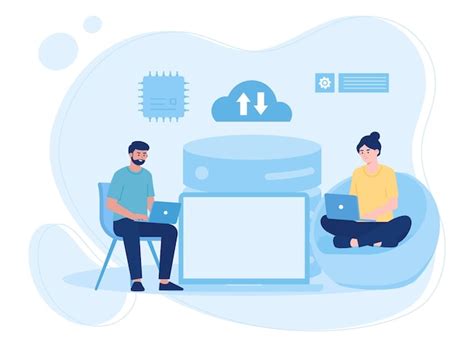 Premium Vector Cloud Data Management Data Backup Big Data Concept Flat Illustration