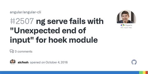 Ng Serve Fails With Unexpected End Of Input For Hoek Module · Issue 2507 · Angularangular
