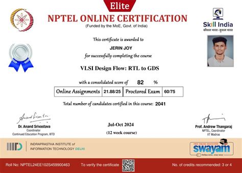 Jerin Joy On Linkedin Vlsidesign Nptel Rtltogds Professionalgrowth