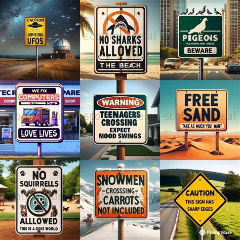 Funny Roadside Signs Dall·e Prompt Promptbase