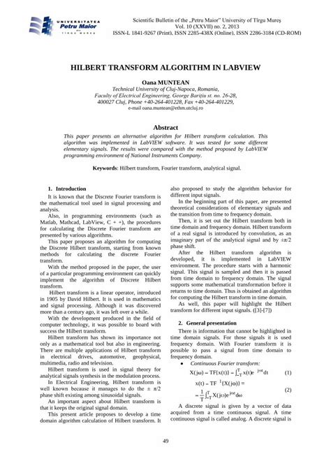 Pdf Hilbert Transform Algorithm In Labview Upmscientificbulletin