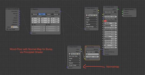 node for a wooden floor with a normal map as a bump map made with new principled shader