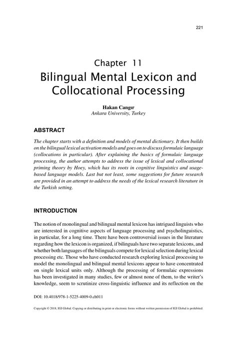 Pdf Bilingual Mental Lexicon And Collocational Processing