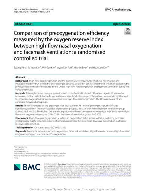 Pdf Comparison Of Preoxygenation Efficiency Measured By The Oxygen