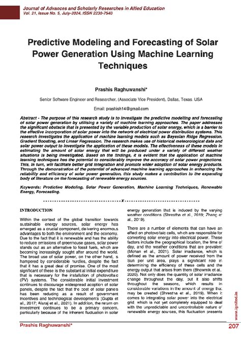 Pdf View Of Predictive Modeling And Forecasting Of Solar Power Generation Using Machine