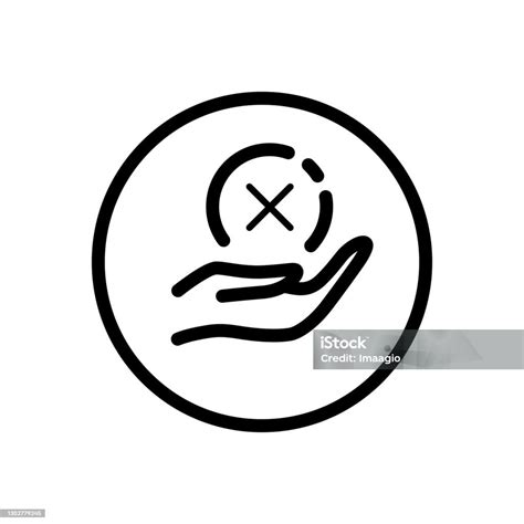 핸드 홀드 크로스 마크 상거래 개요 아이콘을 원로로 간략하게 설명합니다 벡터 일러스트레이션 날씬한에 대한 스톡 벡터 아트 및