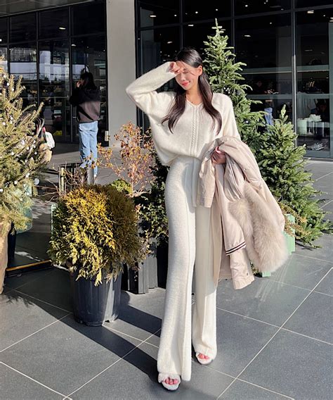 [앙고라 겨울바지] 부들 앙고라 라인 니트 밴딩 롱 팬츠 에이블리