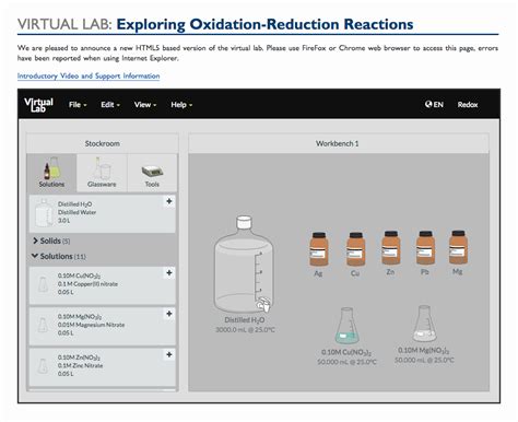 Virtual Lab Exploring Oxidation Reduction Reactions Interactive For 9th Higher Ed Lesson Planet