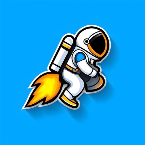 Dynamic Astronaut In Sleek Flat Icon Space Design With Vibrant Colors