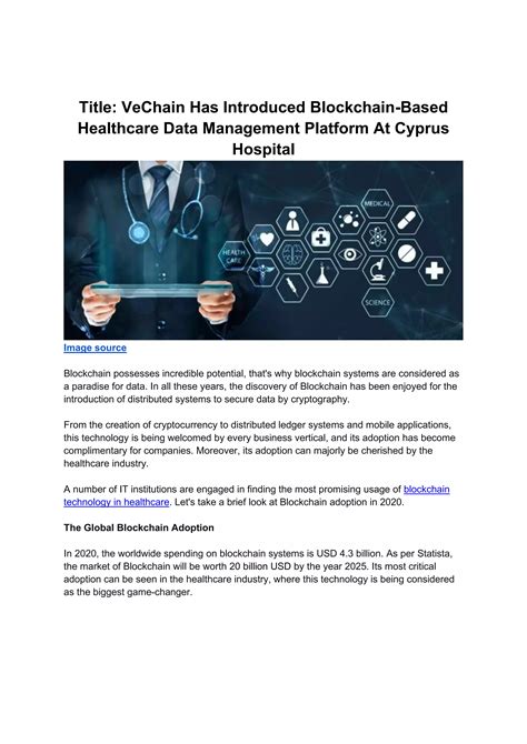Blockchain System In Healthcare Vechain Introduced Data Management System At Cyprus Hospital Pdf