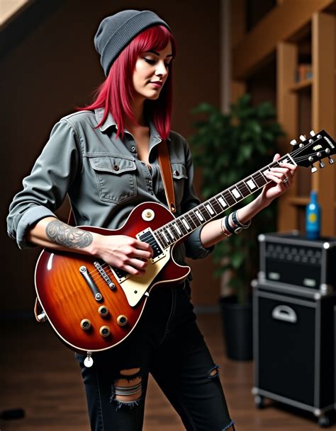 Vollbusige Musikerin Im Studio Stable Diffusion Online