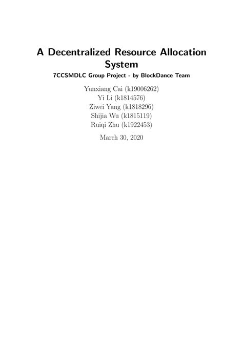 Pdf A Decentralized Resource Allocation System Dlc Group Project