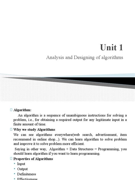 Unit 1 Analysis And Designing Of Algorithms Pdf Algorithms