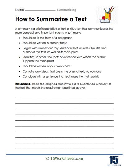 Summarizing Worksheets 15