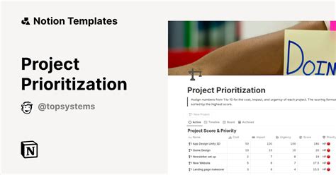 Project Prioritization Template By Notion Marketplace