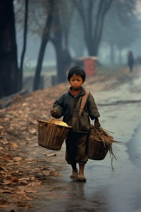 农村买菜的小男孩留守儿童图片 包图网