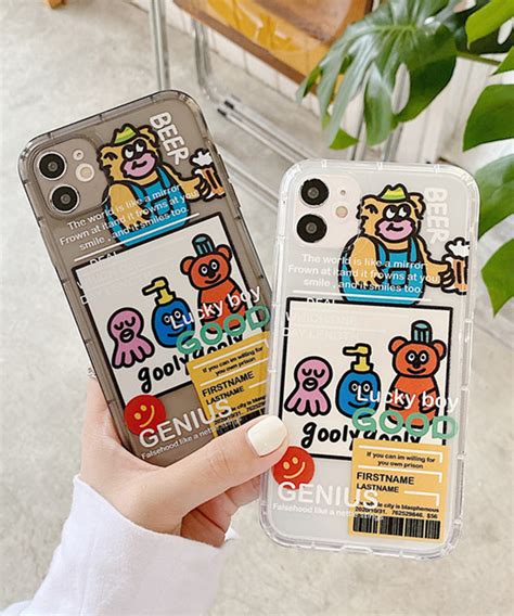 아이폰 비어곰 바코드 풀커버 유니크 귀여운 키치 하이틴 실리콘 젤리 투명 귀여운 우정 커플 핸드폰 휴대폰 애플 폰 케이스 아이폰케이스 X 11 프로 12 미니 13 14