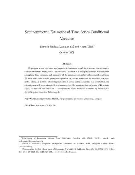 Pdf Semiparametric Estimator Of Time Series Conditional Variance