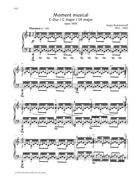 Moment Musical By Sergei Rachmaninoff Sheet Music For Piano Solo At