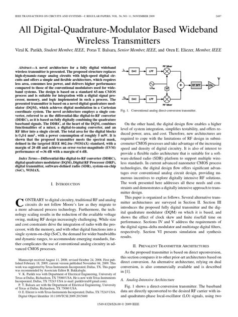 Alldigital Quadrature Modulatorbasedwidebandwirelesstransmitters Pdf