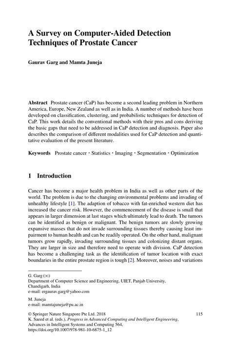 Pdf A Survey On Computer Aided Detection Techniques Of Prostate Cancer