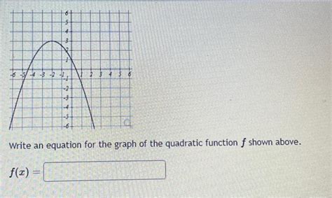 Solved Write An Equation For The Graph Of The Quadratic Chegg