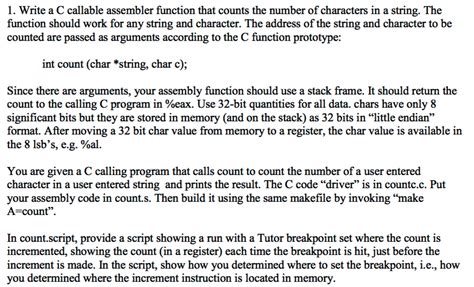 Solved How To Write A C Callable Assembler Function That