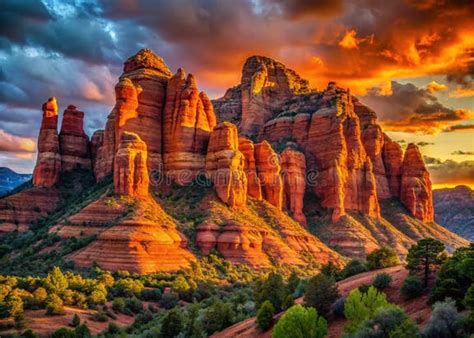 Breathtaking Closeup Of Sedonas Red Rocks At Sunset A Vibrant Arizona
