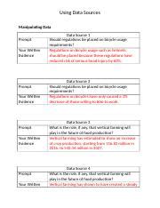 Using Data Sources Docx Using Data Sources Manipulating Data Prompt Your Written Evidence