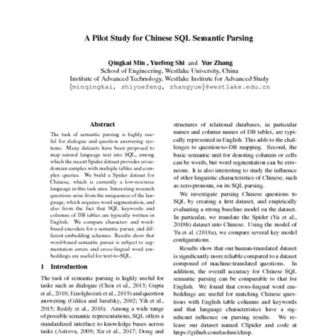 A Pilot Study For Chinese SQL Semantic Parsing ACL Anthology