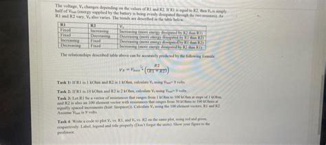 Solved A Resistor Divider Circuit Is Shown Below R1 And R2
