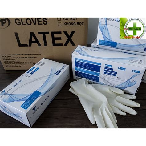 HCM Găng tay Latex không bột Vglove hộp chiếc màu trắng SIZE S M L SL HỘP Shopee