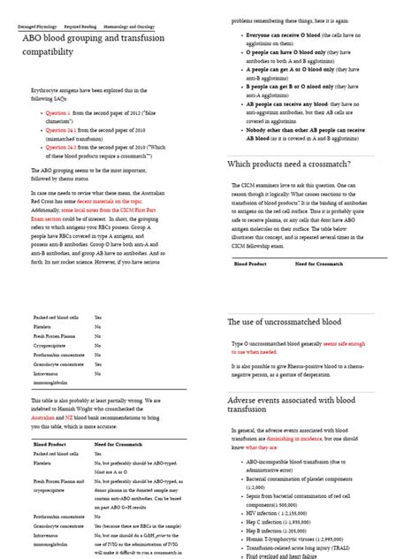 Abo Blood Grouping And Transfusion Compatibility Deranged Physiology